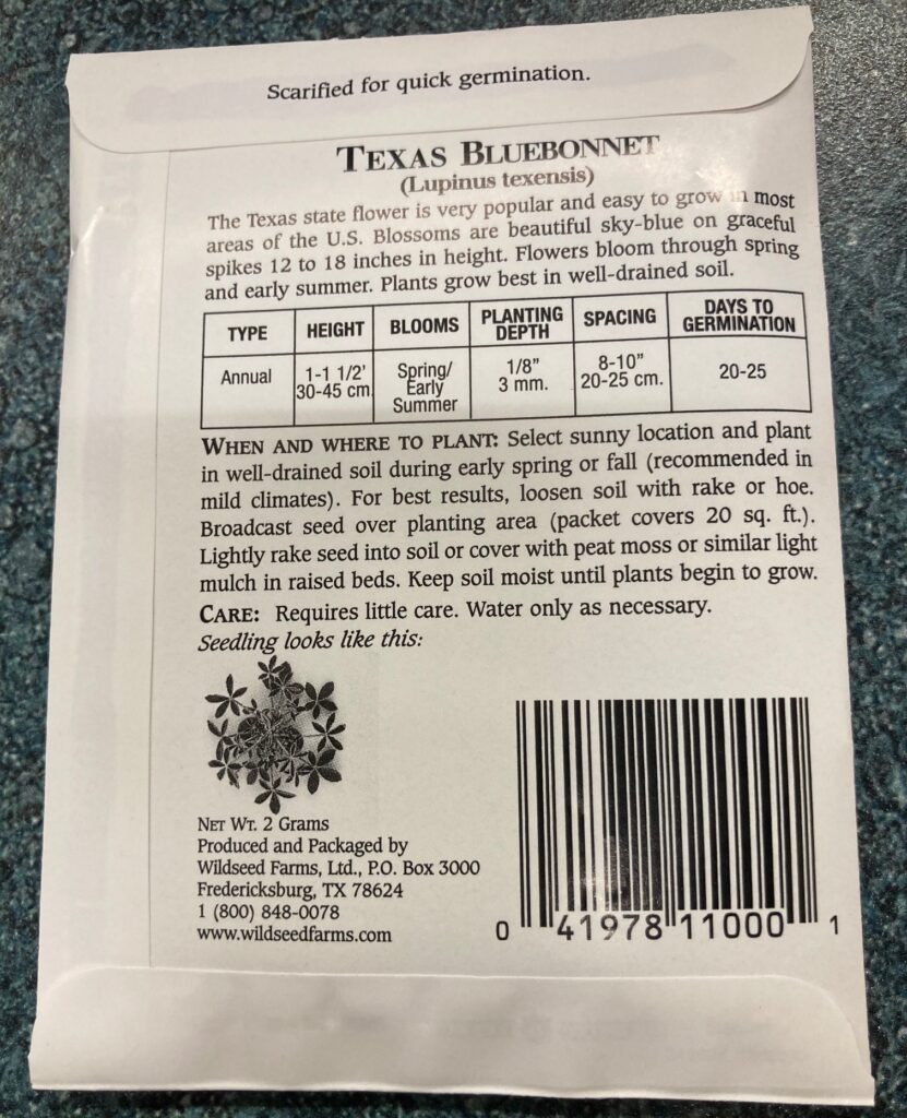 Bluebonnet Seed Packet | Texas Star Trading